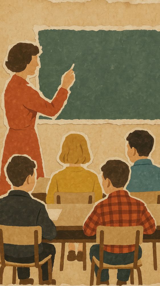Vintage classroom teaching scene | Premium Photo Illustration - rawpixel