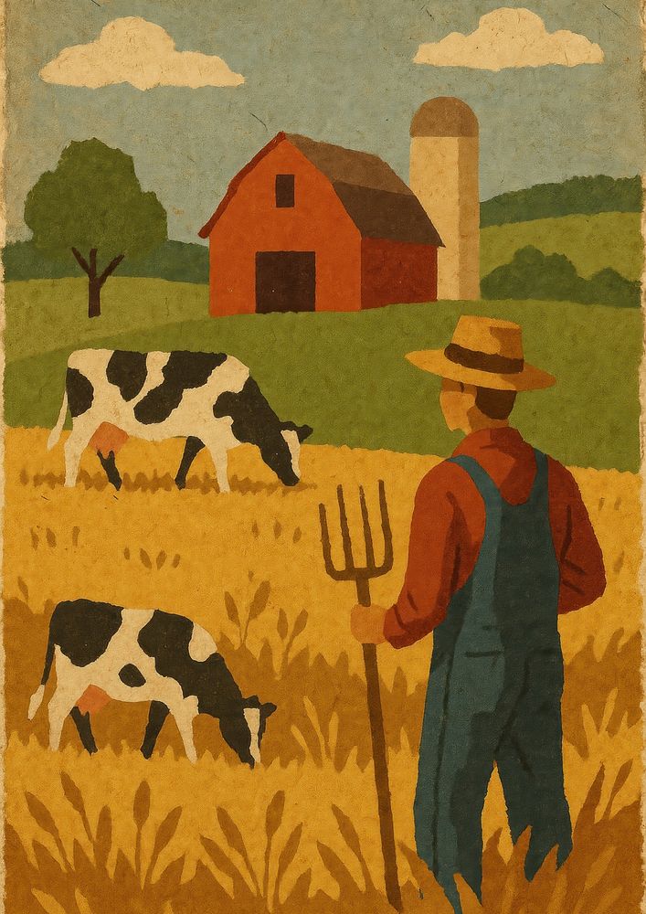 Vintage farm life scene illustration | Free Photo Illustration - rawpixel