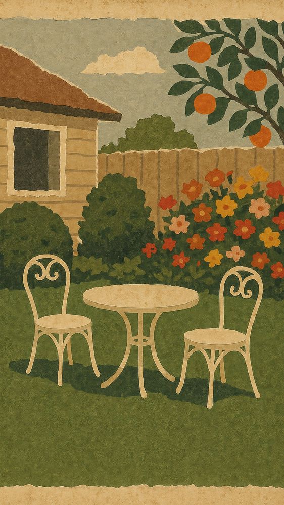Vintage garden scene illustration | Free Photo Illustration - rawpixel