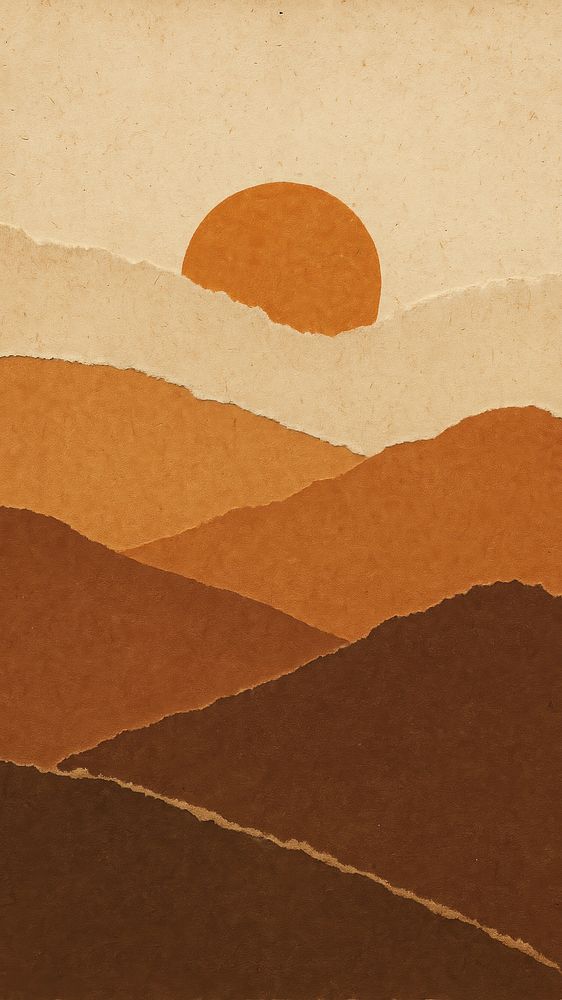 Layered sunset mountain landscape | Free Photo Illustration - rawpixel