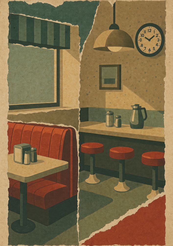 Retro diner torn paper collage | Free Photo Illustration - rawpixel