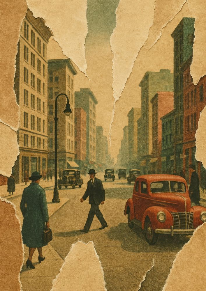 Vintage urban torn paper scene | Free Photo Illustration - rawpixel