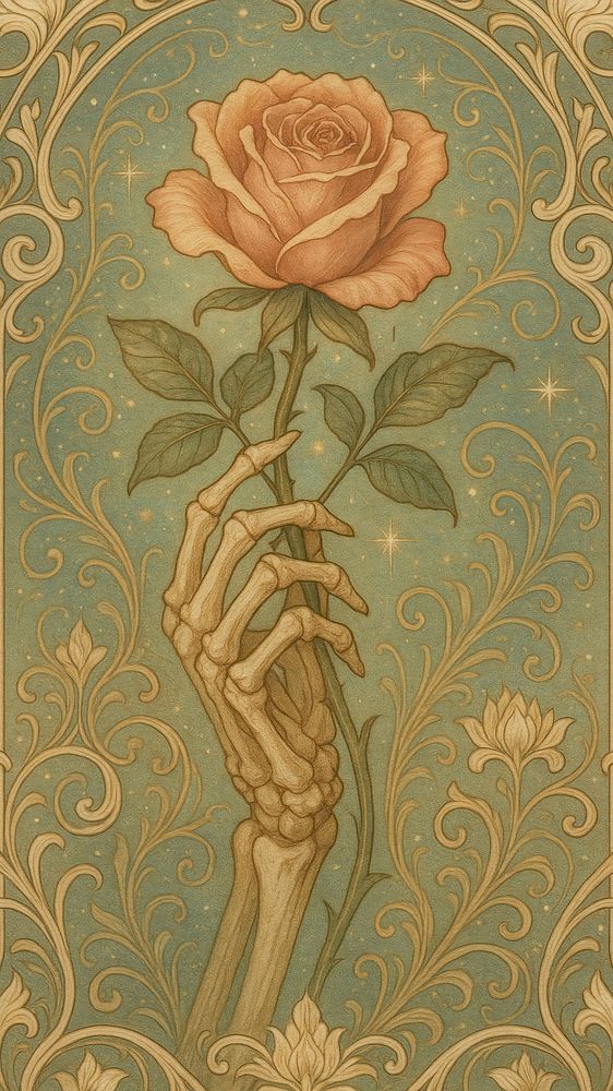 Elegant skeleton holding rose | Free Photo Illustration - rawpixel