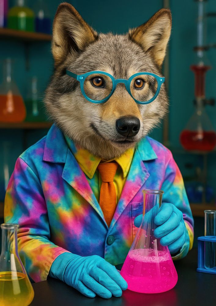 Wolf scientist in colorful lab | Free Photo - rawpixel