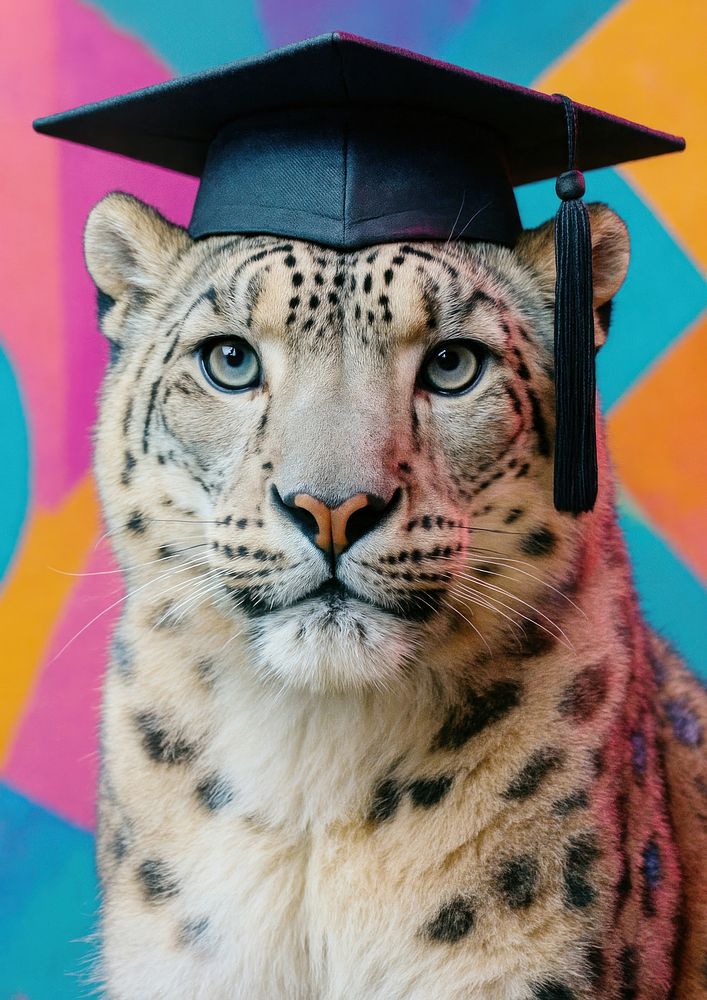Leopard graduation cap portrait | Free Photo - rawpixel