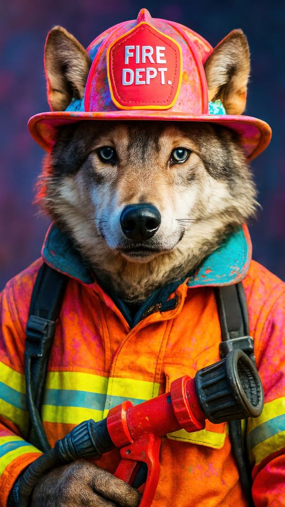 Wolf firefighter in uniform | Free Photo - rawpixel