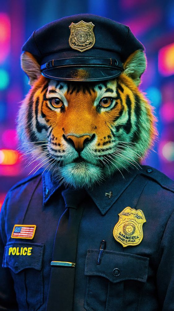 Tiger police officer portrait surreal | Free Photo - rawpixel