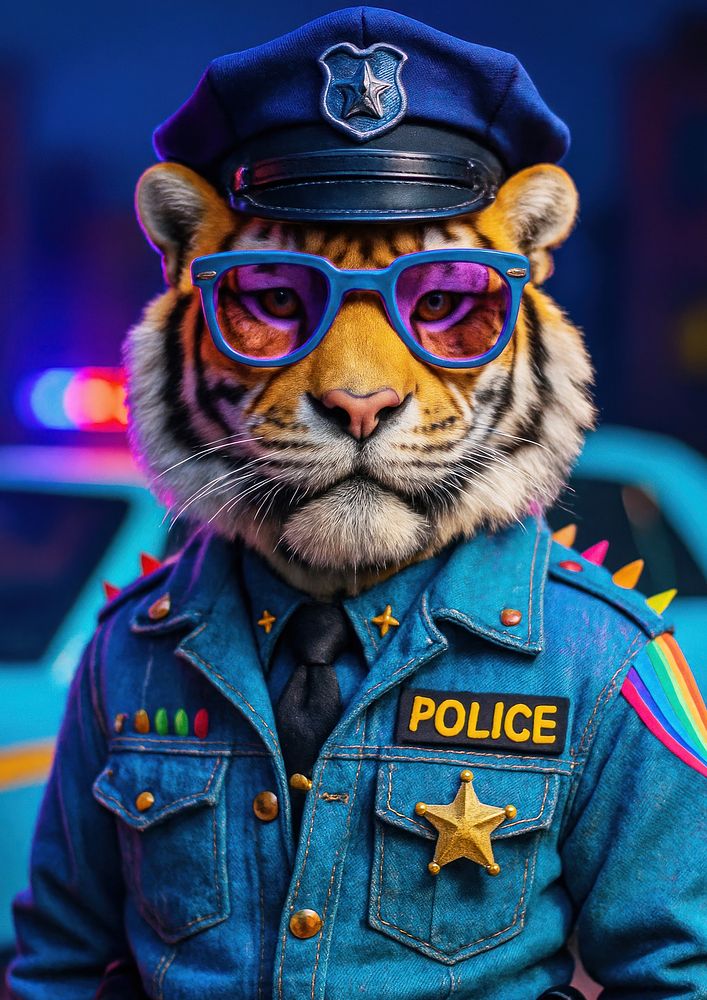 Tiger police officer in uniform | Free Photo - rawpixel