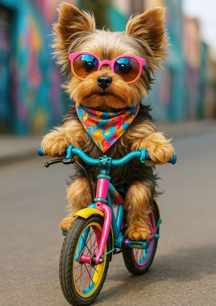 Stylish dog riding bicycle | Free Photo - rawpixel