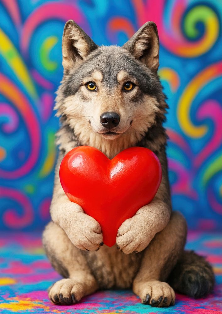 Whimsical wolf heart art | Free Photo - rawpixel