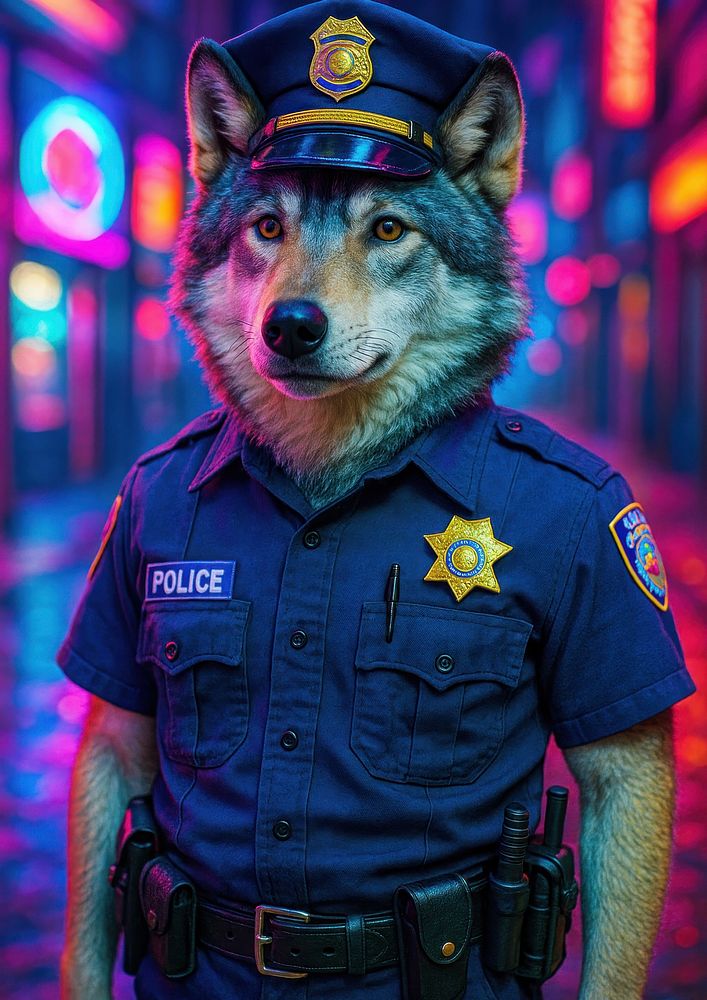 Anthropomorphic wolf police officer | Free Photo - rawpixel