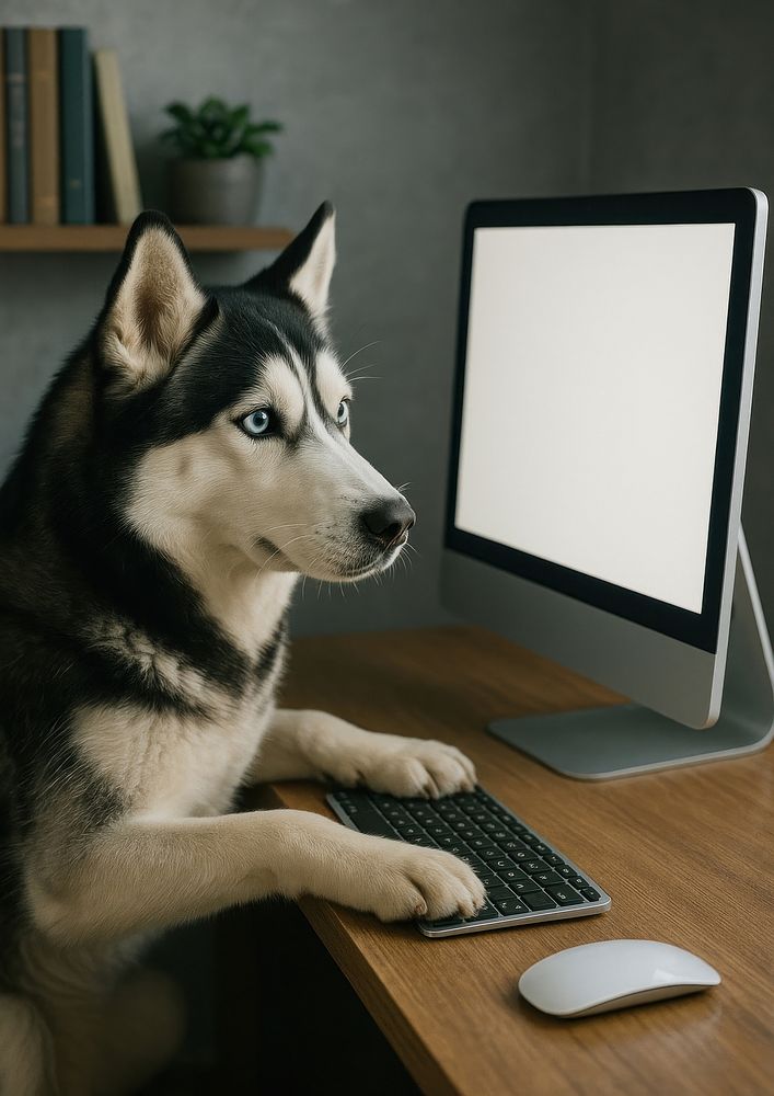 Husky using computer humorously | Free Photo - rawpixel