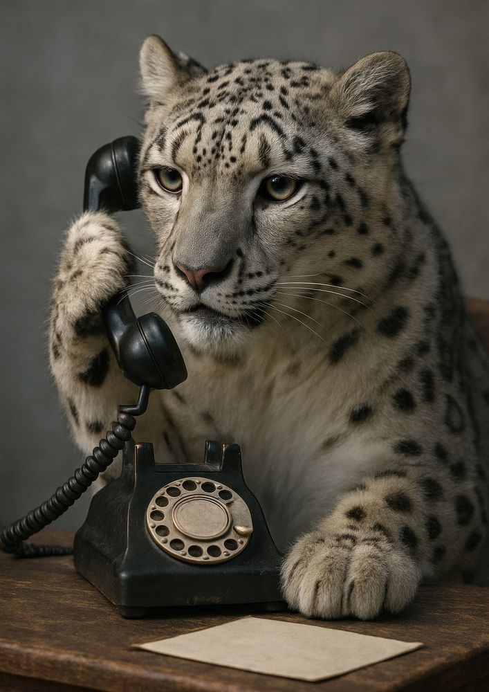Leopard using vintage rotary phone | Free Photo - rawpixel