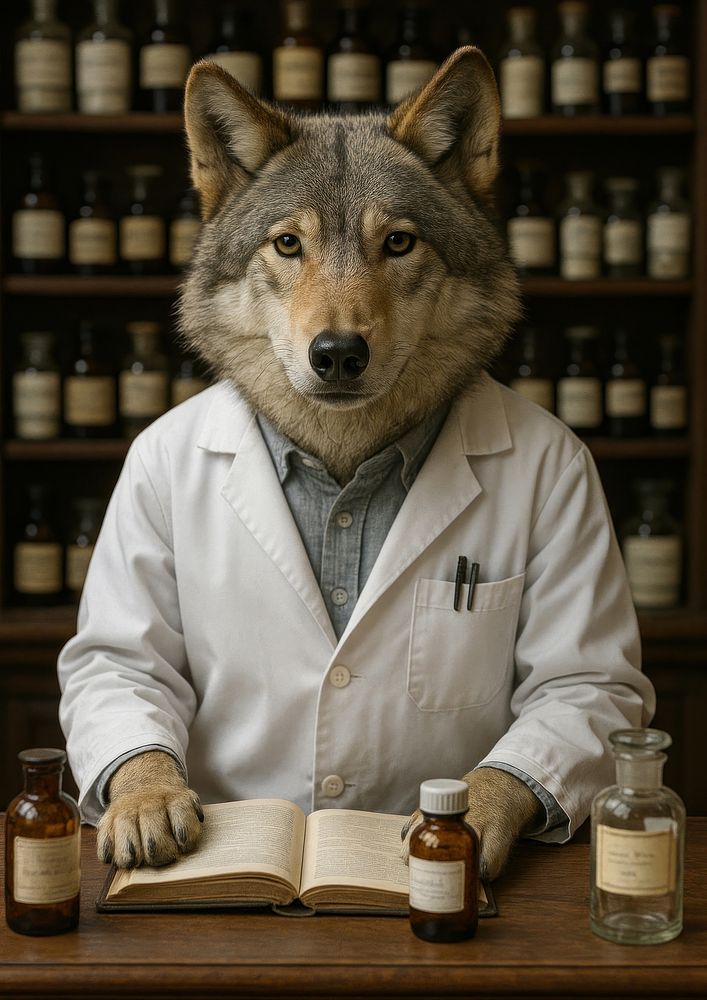 Wolf scientist in laboratory setting | Free Photo - rawpixel
