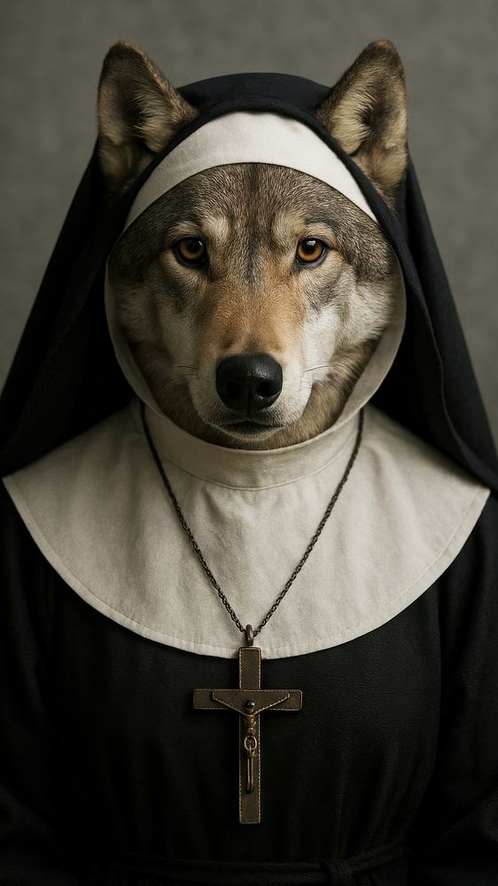 Wolf dressed as nun creatively | Free Photo - rawpixel