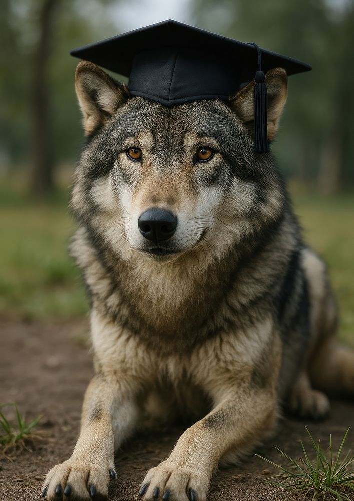 Wolf wearing graduation cap outdoors | Free Photo - rawpixel