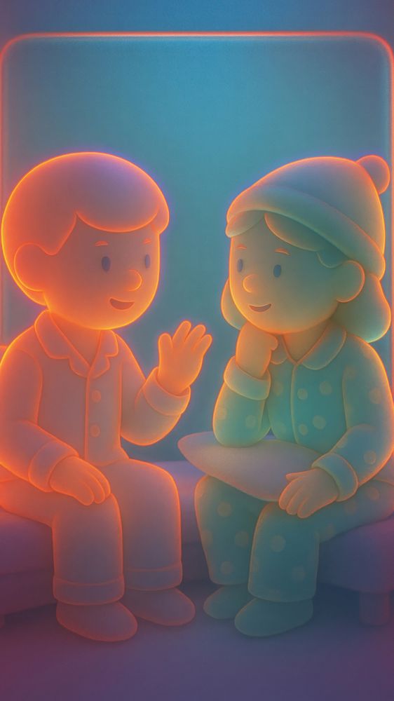 Cozy glowing cartoon characters conversing | Free Photo Illustration ...