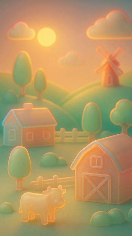 Pastel farm landscape illustration | Free Photo Illustration - rawpixel