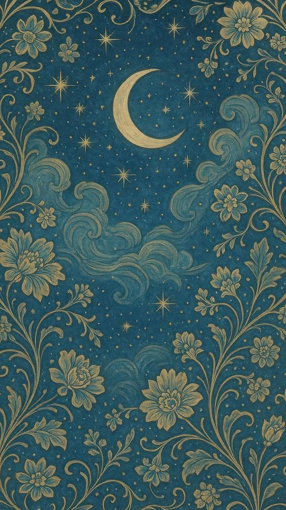 Celestial floral night illustration | Premium Photo Illustration - rawpixel