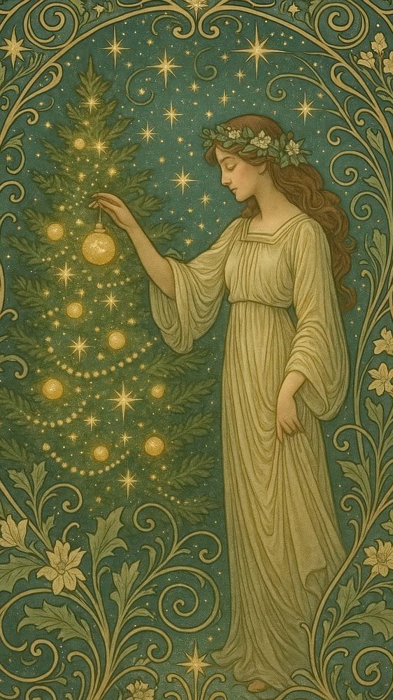 Vintage ethereal Christmas enchantment illustration | Free Photo ...