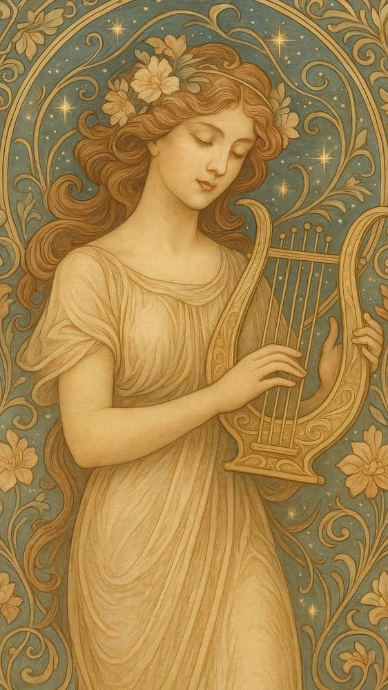Ethereal goddess playing harp | Free Photo Illustration - rawpixel