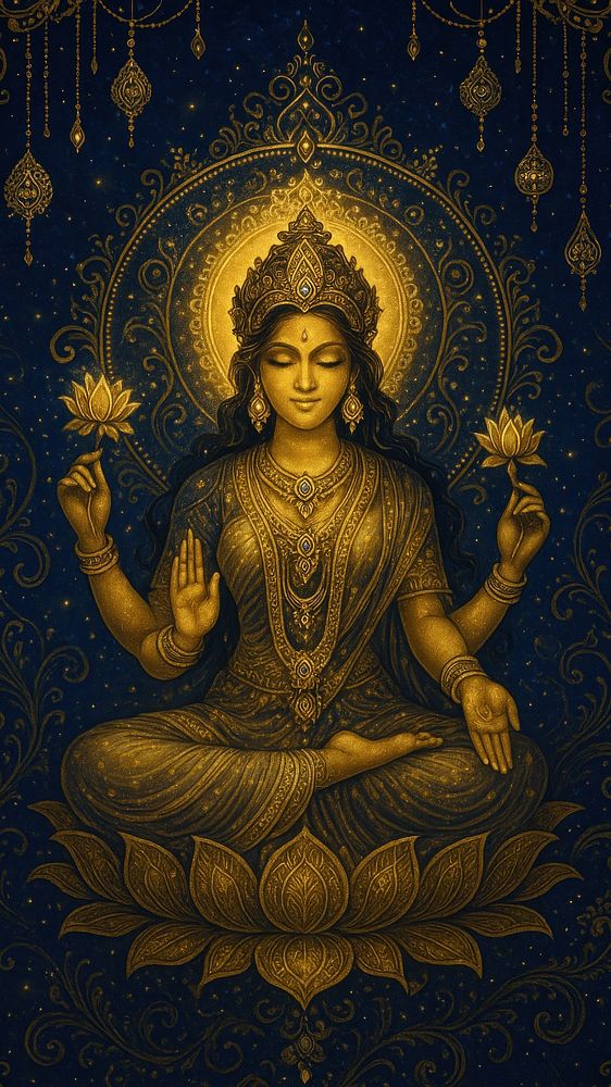Divine goddess meditation mobile wallpaper | Free Photo Illustration ...