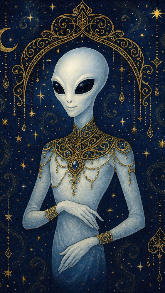 Elegant alien in celestial attire | Free Photo Illustration - rawpixel