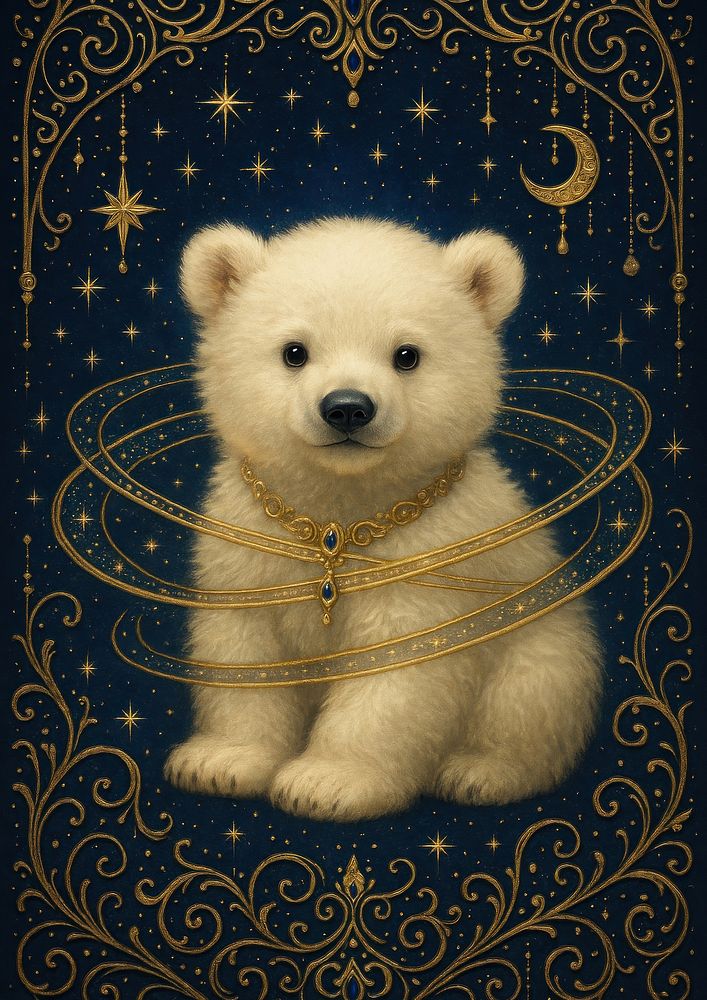 Magical bear adorned with stars | Free Photo Illustration - rawpixel