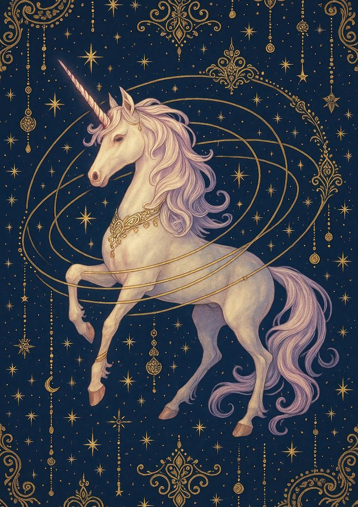 Mystical unicorn in celestial design | Free Photo Illustration - rawpixel