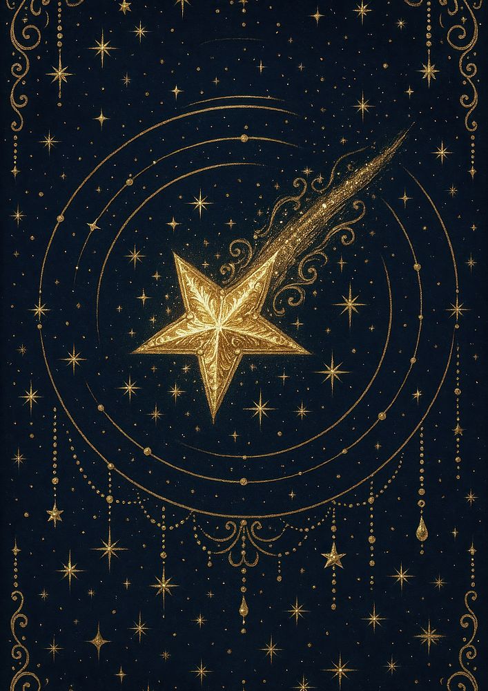 Golden starry night illustration | Free Photo Illustration - rawpixel