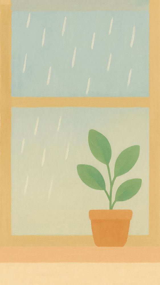 Minimalist plant rainy window | Free Photo Illustration - rawpixel