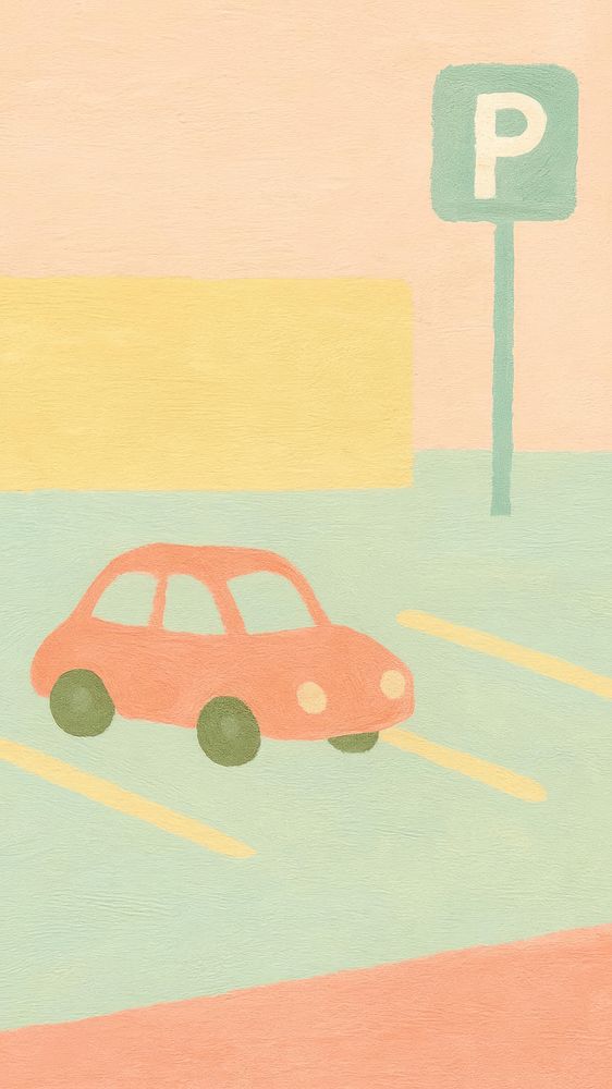 Pastel car parking scene | Free Photo Illustration - rawpixel