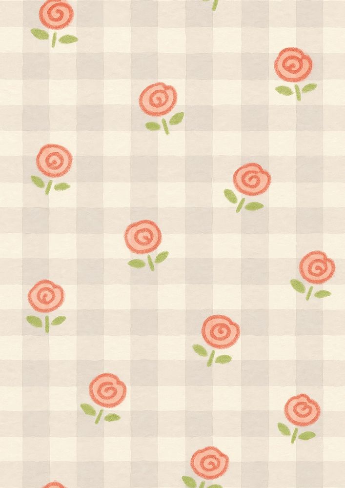 Charming floral checkered pattern | Free Photo Illustration - rawpixel