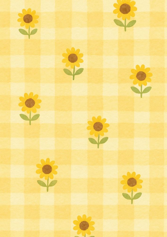 Charming sunflower checkered pattern | Free Photo Illustration - rawpixel