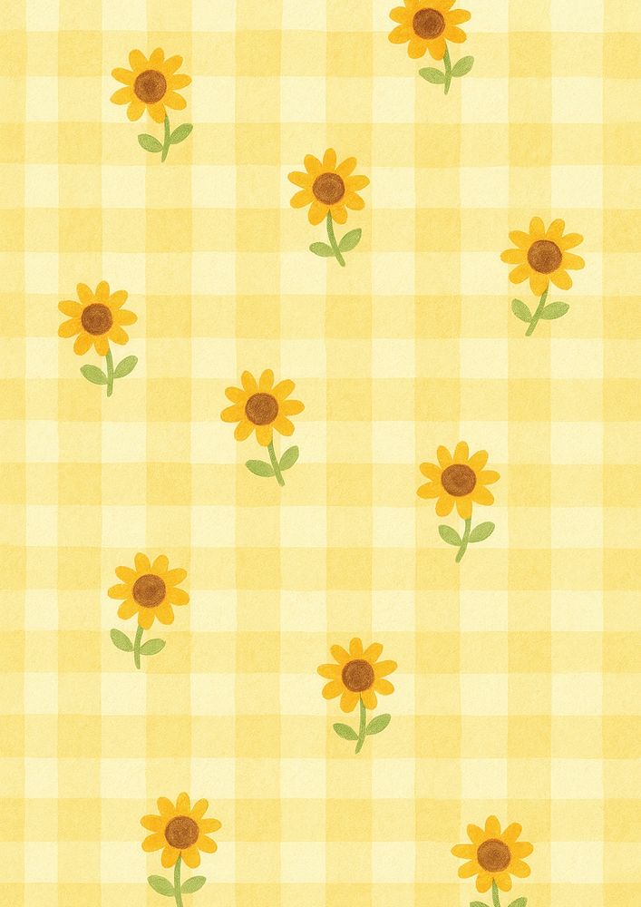 Sunflower checkered pattern background | Free Photo Illustration - rawpixel