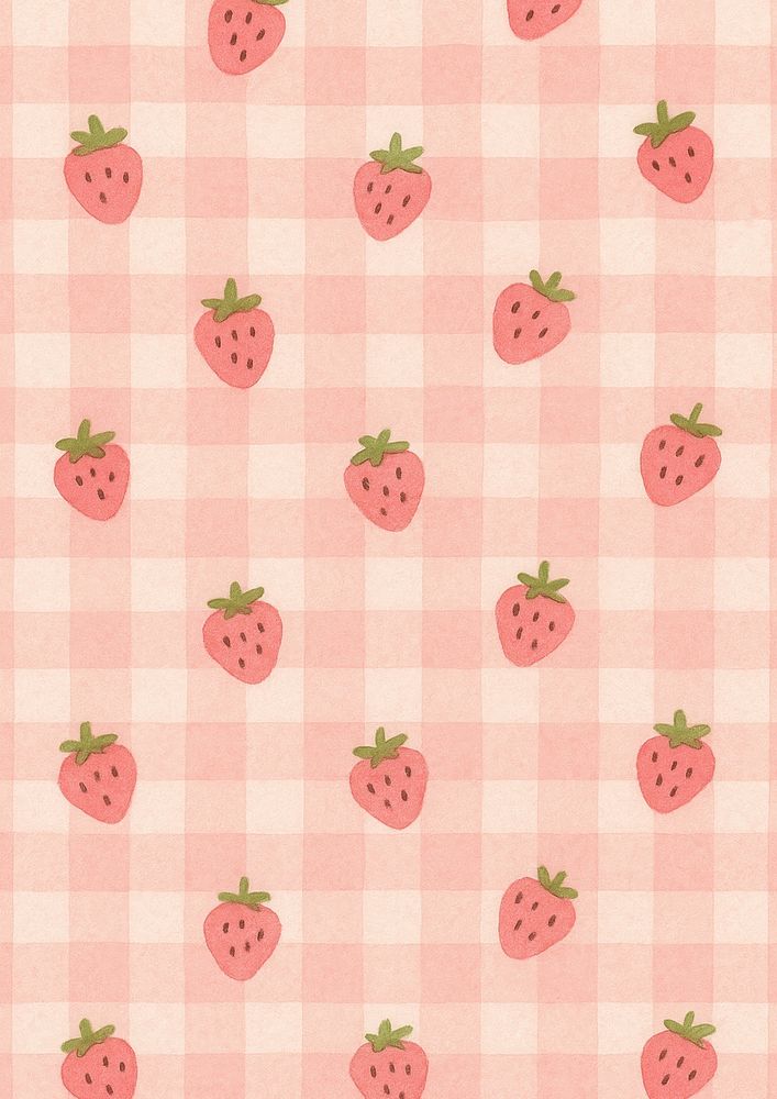 Strawberry checkered pattern background | Free Photo Illustration ...