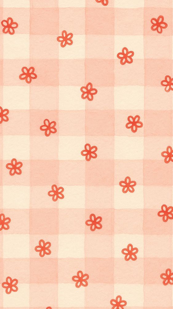 Playful floral checkered pattern | Free Photo Illustration - rawpixel