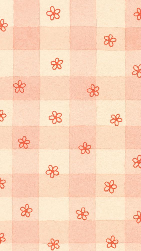 Charming floral checkered wallpaper | Free Photo Illustration - rawpixel