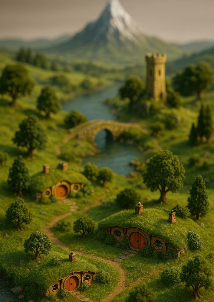Enchanting hobbit village landscape | Free Photo - rawpixel
