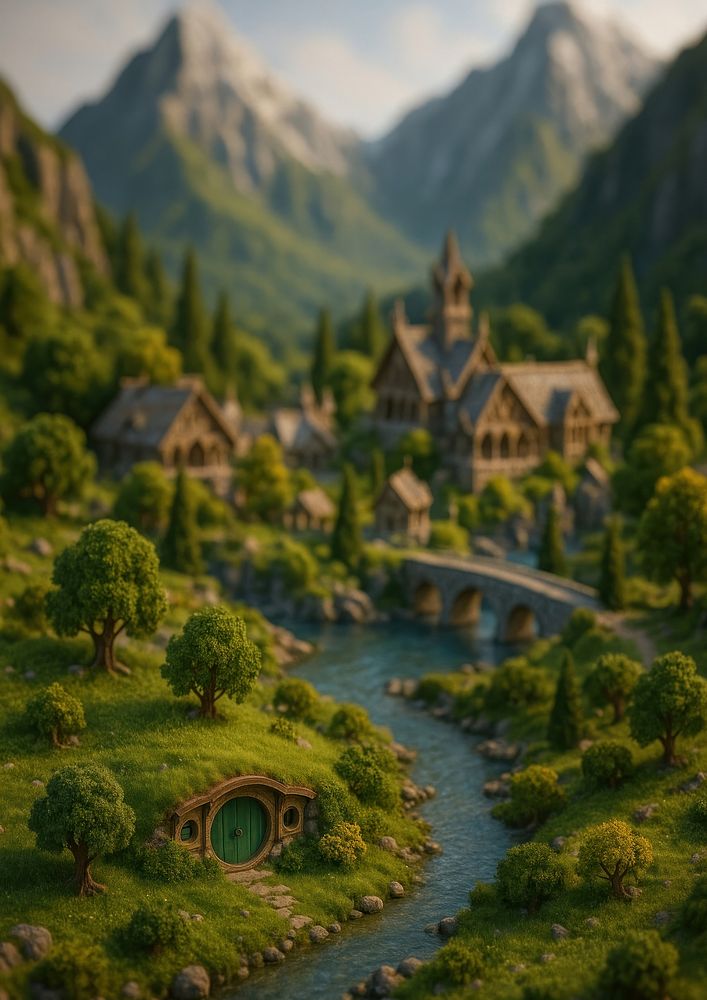 Enchanting hobbit village landscape. | Free Photo - rawpixel