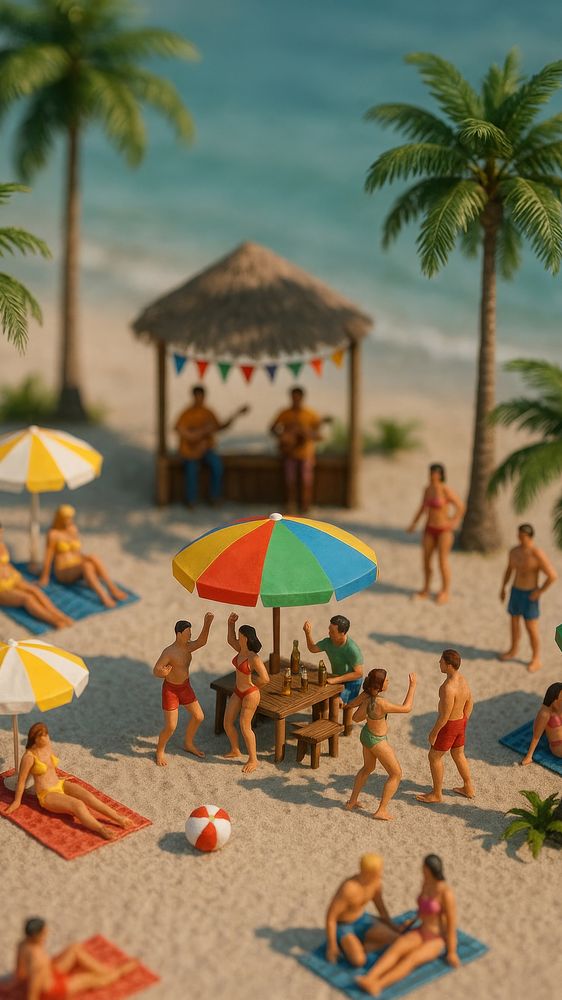 Miniature beach party scene | Free Photo - rawpixel