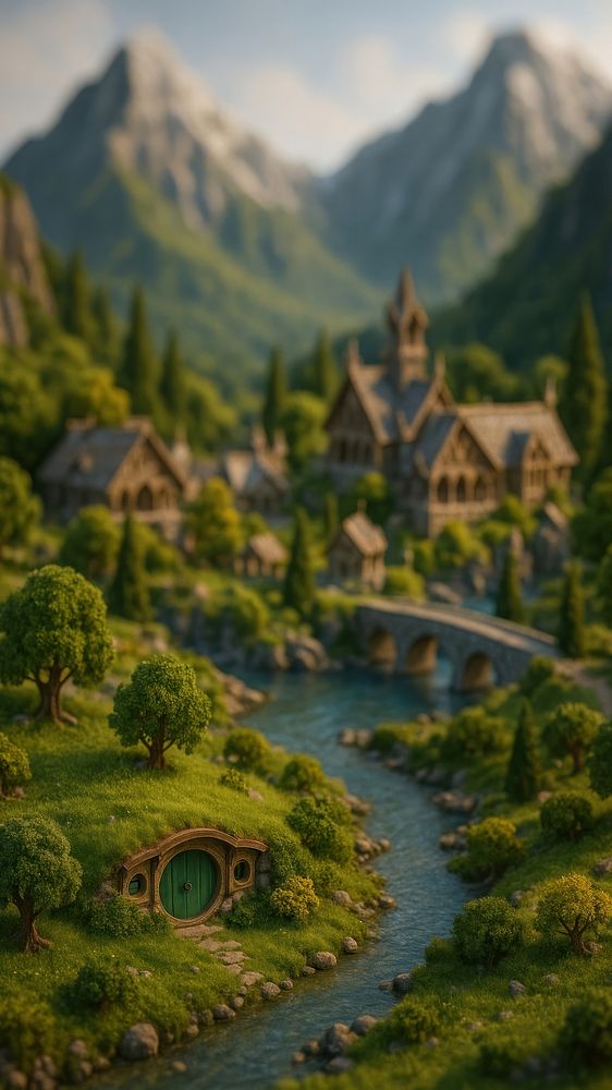 Enchanted village amidst mountains | Free Photo - rawpixel