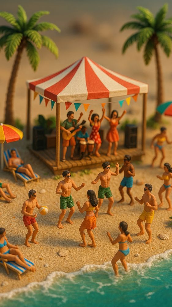Miniature beach party scene | Free Photo - rawpixel