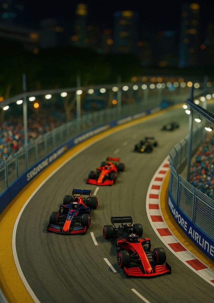 Nighttime Formula 1 race excitement. | Free Photo - rawpixel