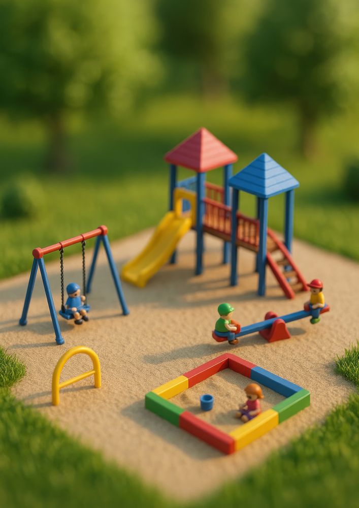 Colorful miniature playground scene | Free Photo - rawpixel