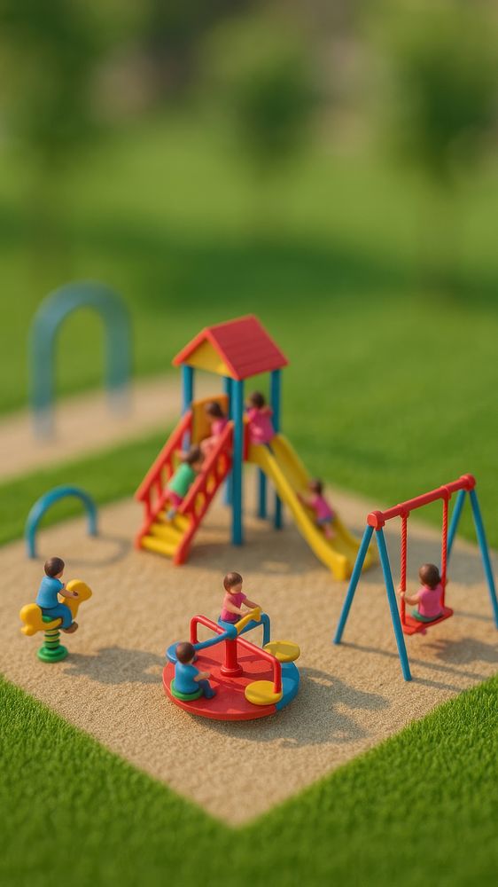 Colorful miniature playground scene | Free Photo - rawpixel