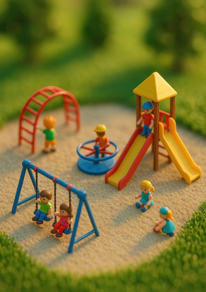 Colorful miniature playground scene | Free Photo - rawpixel