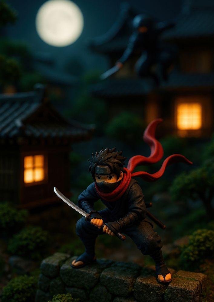 Stealthy ninja under moonlight. | Free Photo - rawpixel