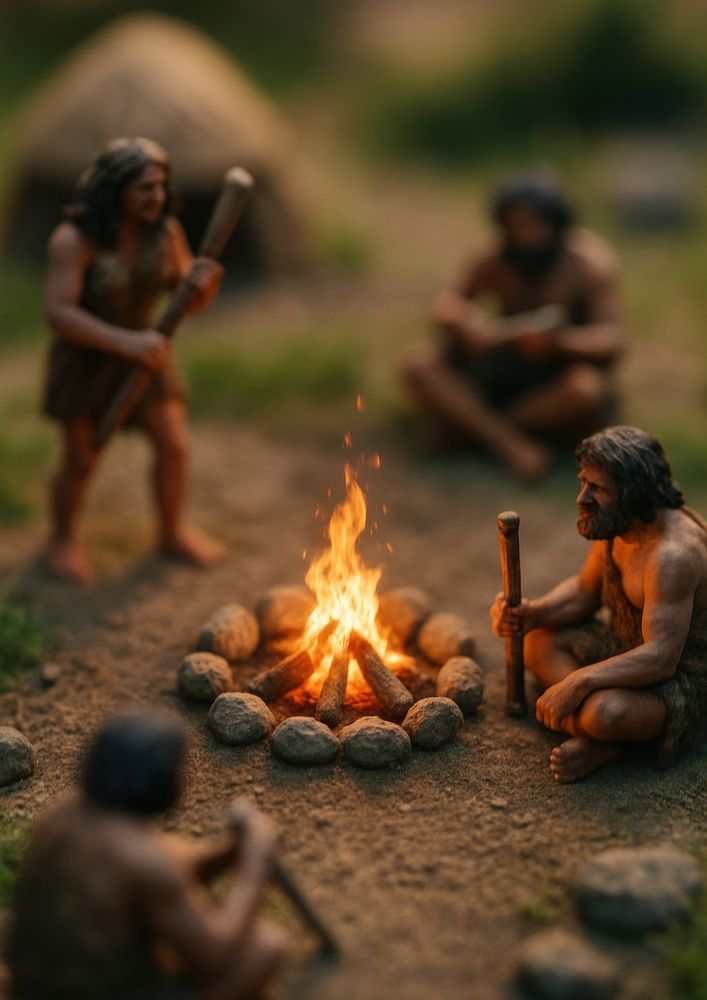 Prehistoric humans around fire | Free Photo - rawpixel