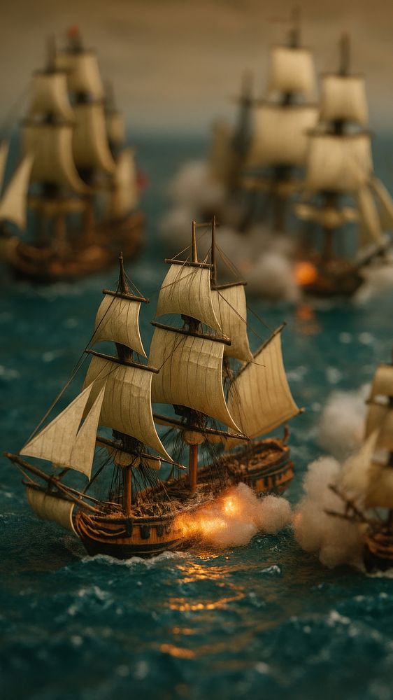 Historic naval battle scene depicted | Free Photo - rawpixel